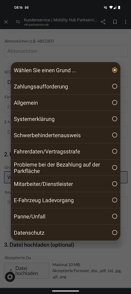 Mobility Hub Strafzettel