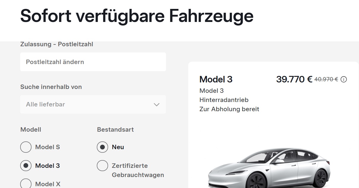 Tesla Model 3 Preisentwicklung